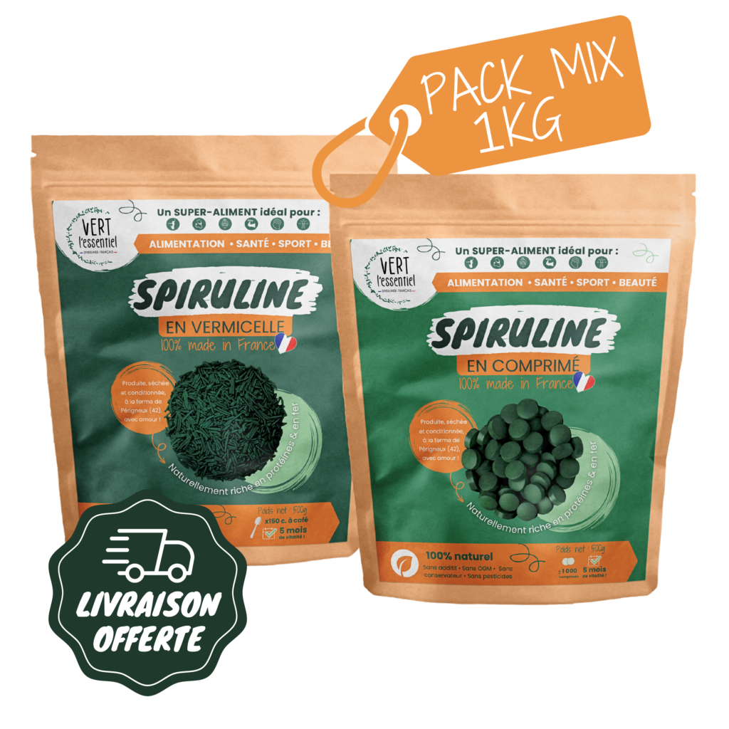 Pack Mix Spiruline 1Kg - Vert L'essentiel - Spiruline française